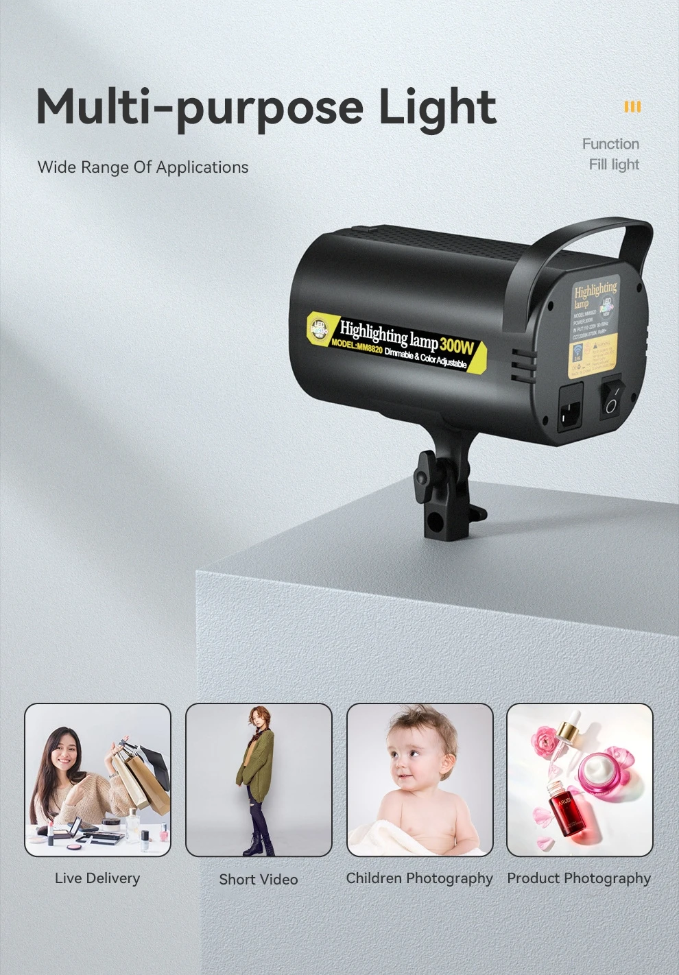 300W LED Video Light 5700K - Perfect for Photography Studios