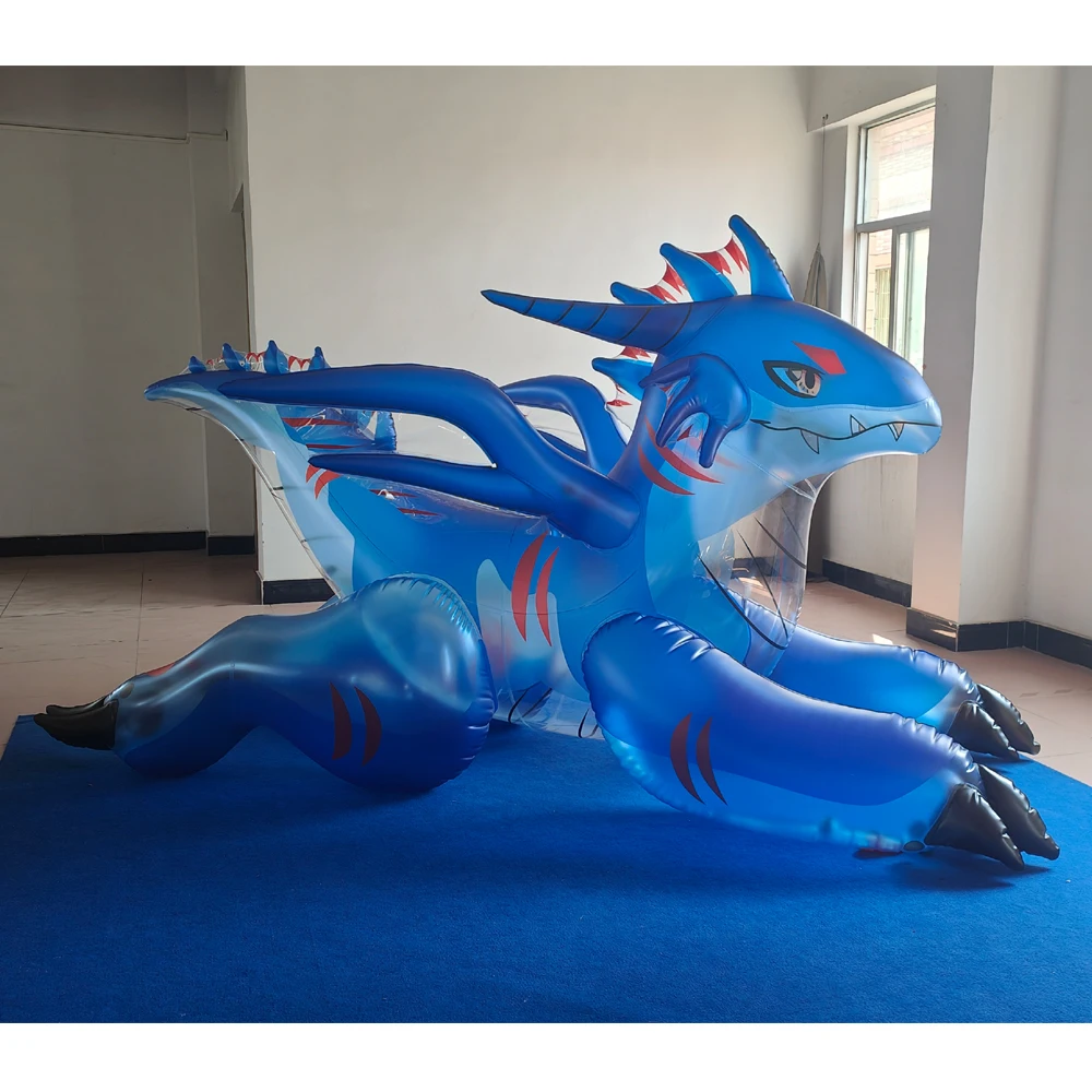 Beile Inflatable Cartoon PVC Transparent Blue Dragon Toy