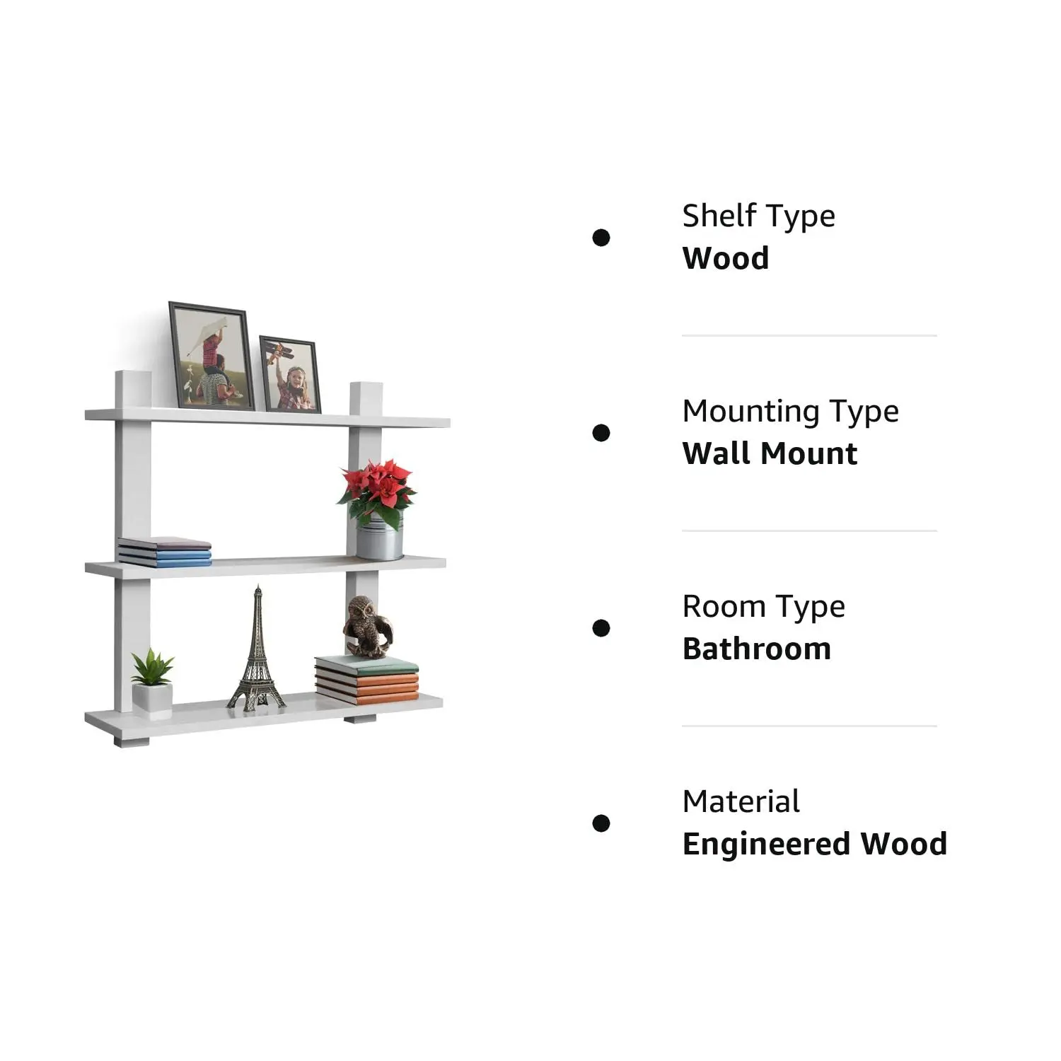 Farmhouse Natural Solid Wood Decorative Hanging Display Floating Shelf ...