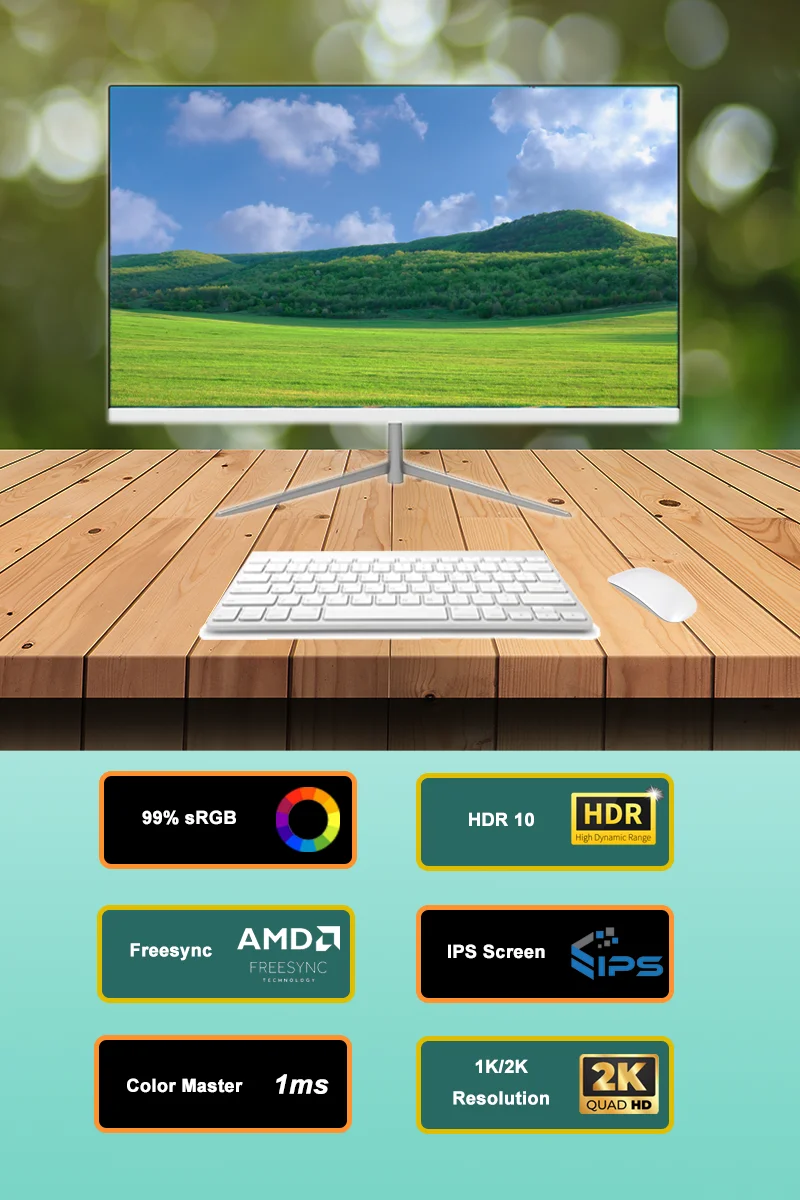 24 Inches Bezel-less Ips/va Computer Led Monitor In White Color ...