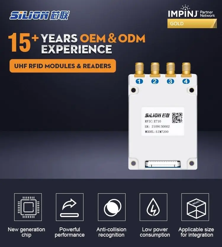 Silion SIM7200 UHF RFID Module - 4ports, High Performance