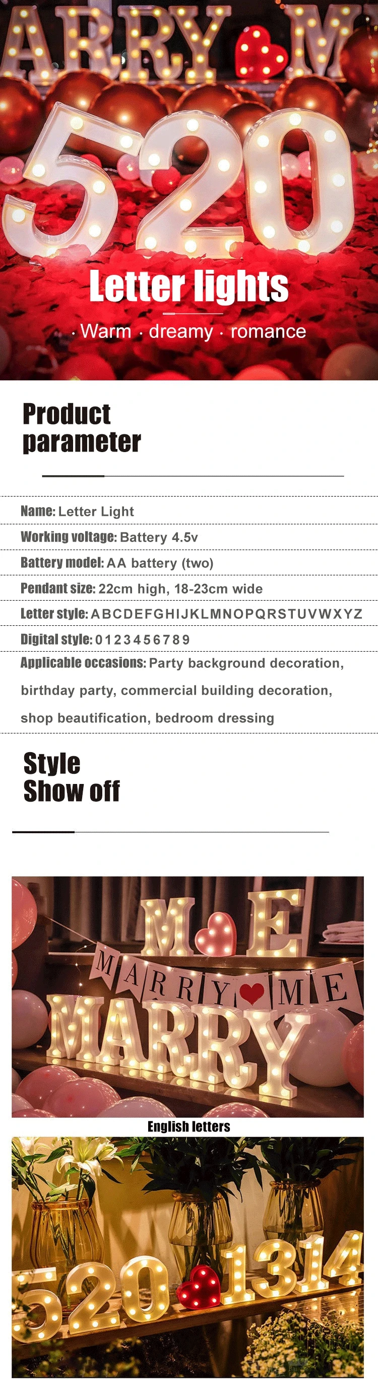 Customizable Waterproof Light up Numbers & Letters