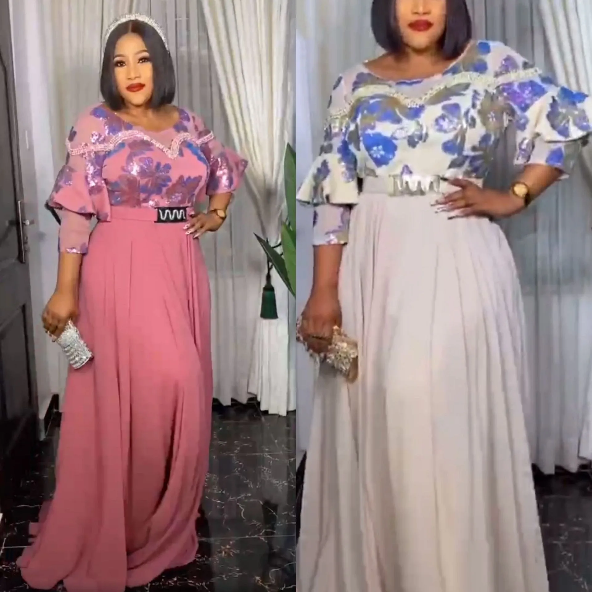 K0087 High Quality African Chiffon Dresses for Party Plus Size Women ...