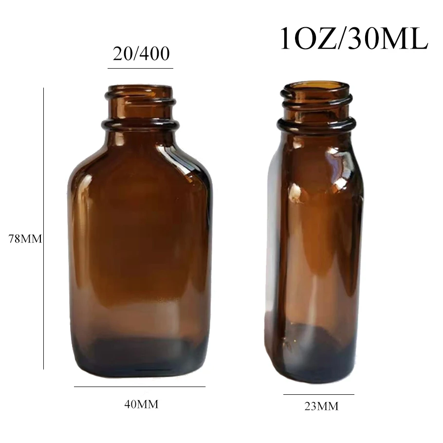 1 Oz 30ml Rockefeller Century Oval Flat Amber Glass Bottle