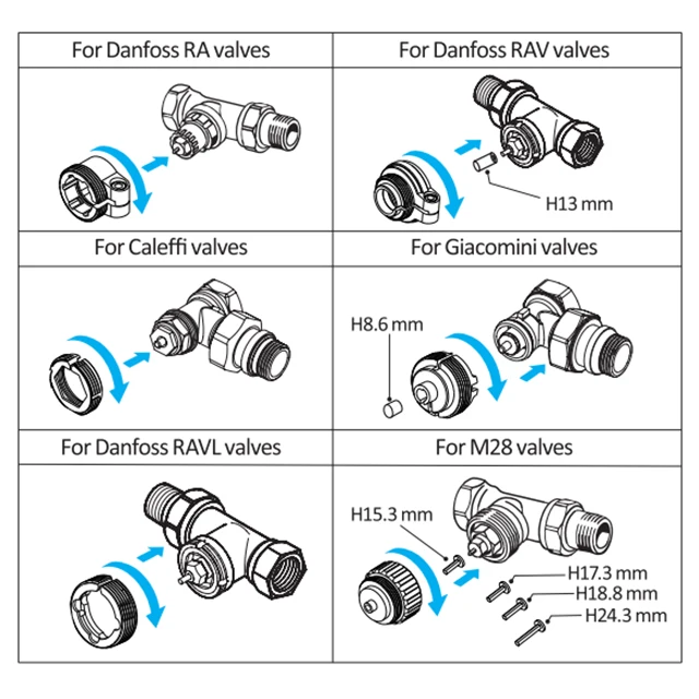 M28*1.5mm RAVL TRV Adapter Modern Thermostatic Radiator Valve ...