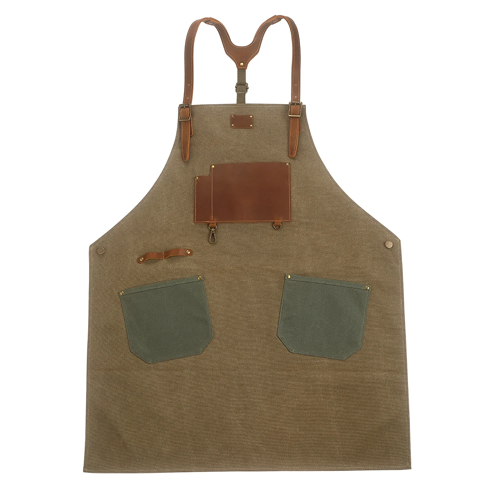 Professional Chef Cooking Aprons Washable Adjustable Canvas Full Grain ...