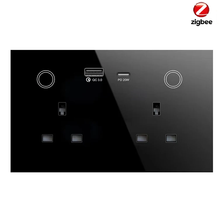 British UK Standard 16A Touch Glass Panel Tuya Zigbee Smart Socket ...
