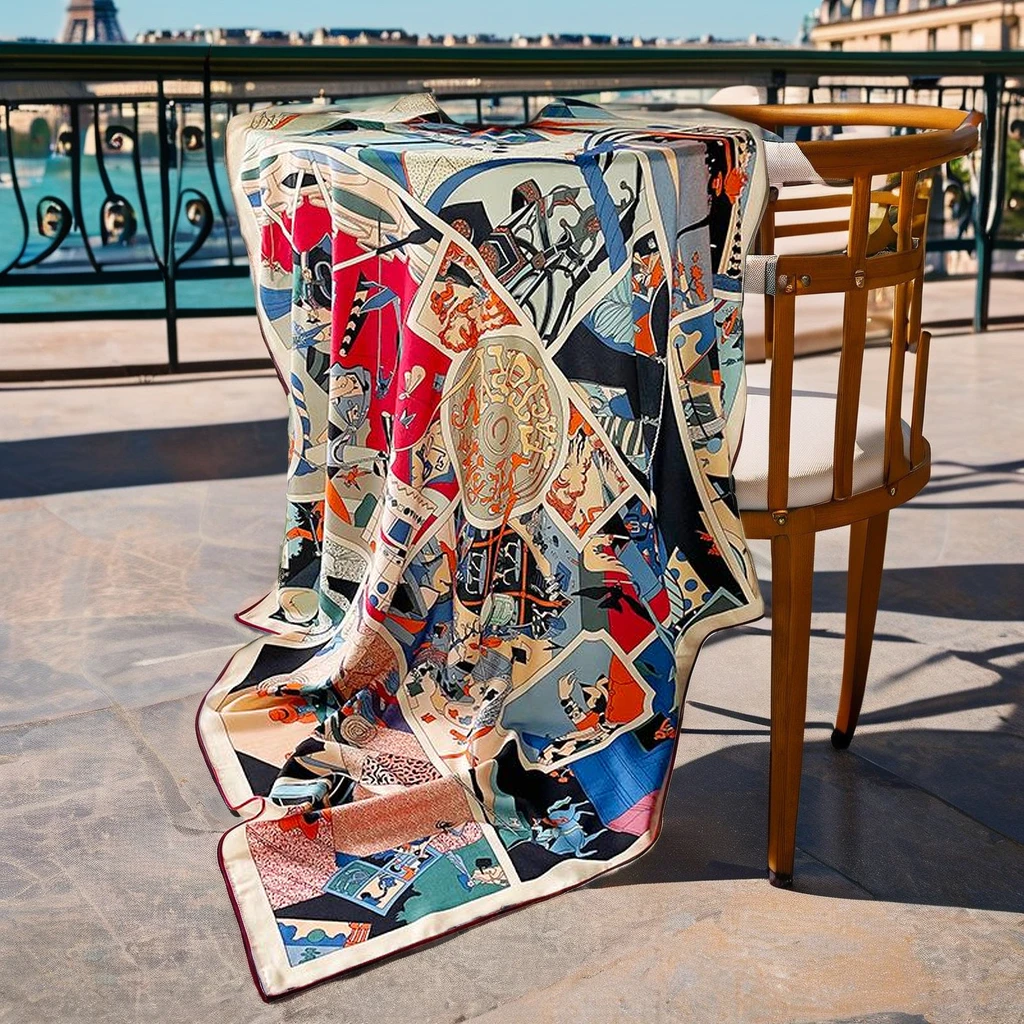 Euro Style 90cm Twill Silk Scarf for Adults Luxury Brand Summer Bandana ...