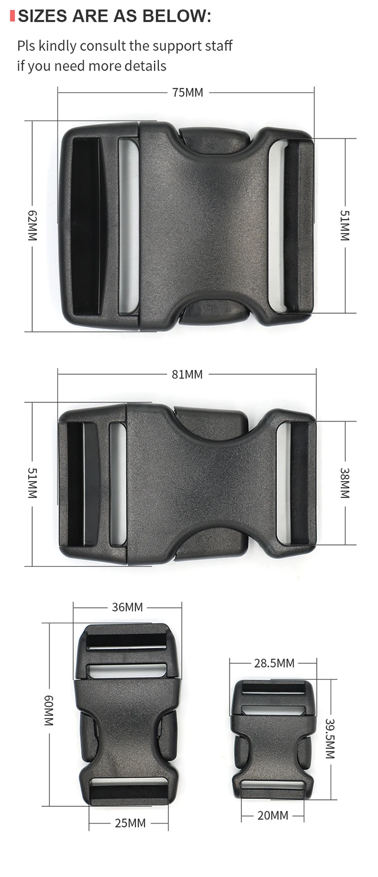 Kjm Plastic Clasp Quick Release Strap Buckle Clip For Tactical Backpack ...