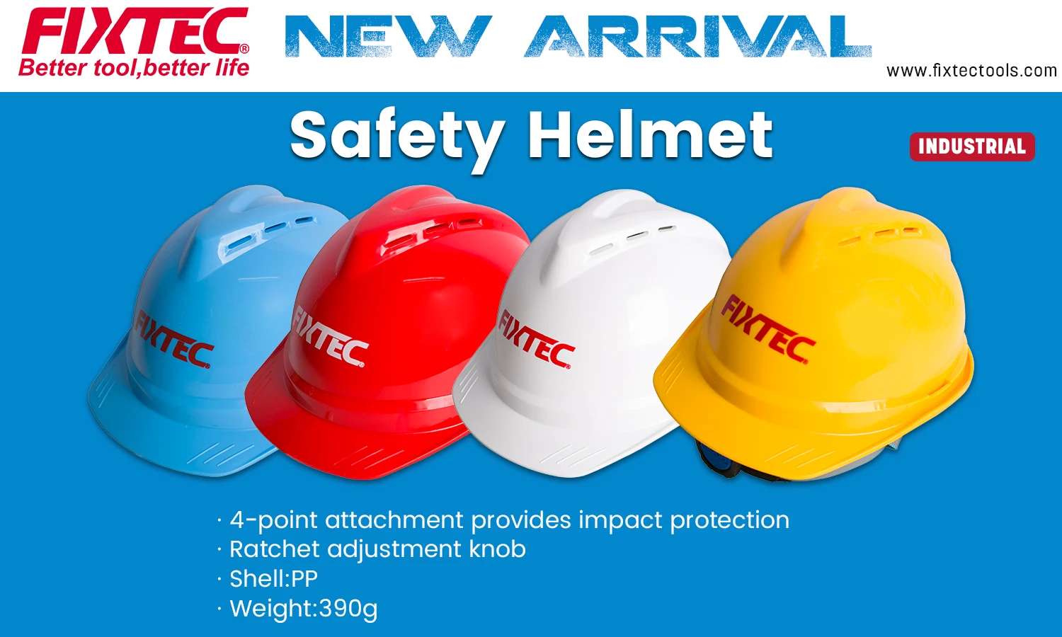 Fixtec Construction Work Safety Hat Pe 6-point Attachment Provides ...