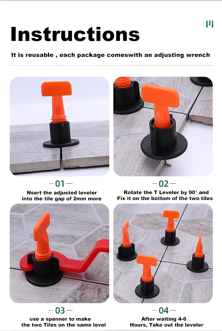 Replaceable T Lock Tile Kit 45mm Multi Tile Leveling System Wedges And ...