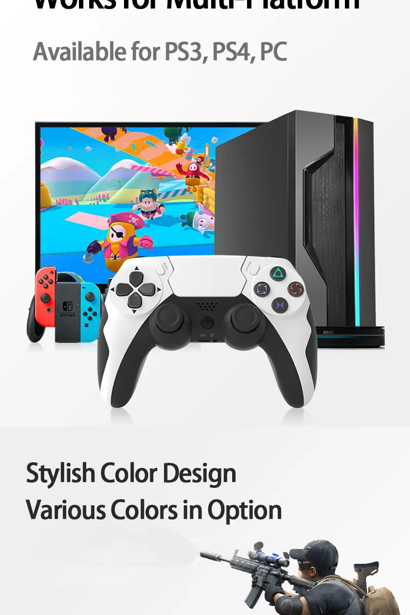 2024 New Bluetooth Wireless Game Controller Double Motor V2 Vibration ...