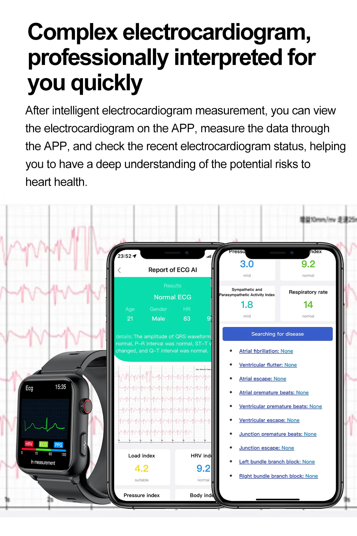 Smart Watch with ECG, Blood Pressure, and Heart Rate