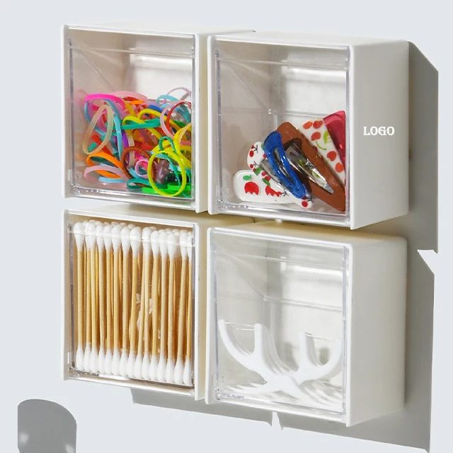 Plastic Storage Boxes Transparent Wall-mounted Cosmetic Small Objects ...