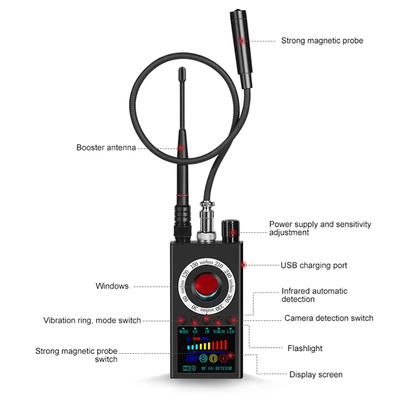 K19 Rf Signal Detector & Gps Bug Scanner - Handheld Security Device Odm