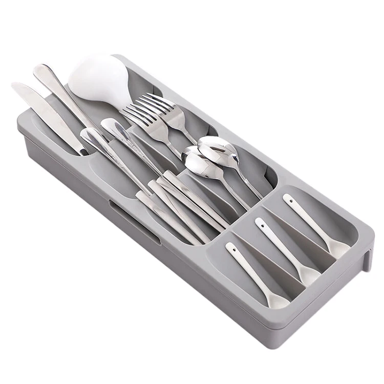 Retractable Kitchen Drawer Organizer Box Cutlery Storage Trays Knife ...