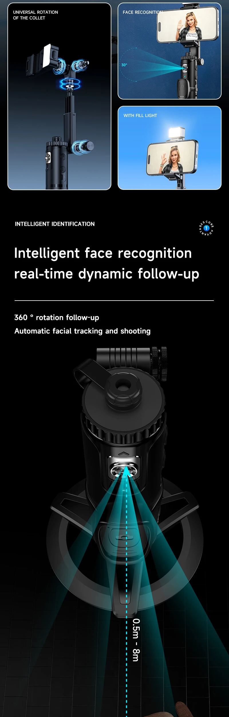 AUTO FACE TRACK GIMBAL Model-A300 (code:15013) – Zoom Tech