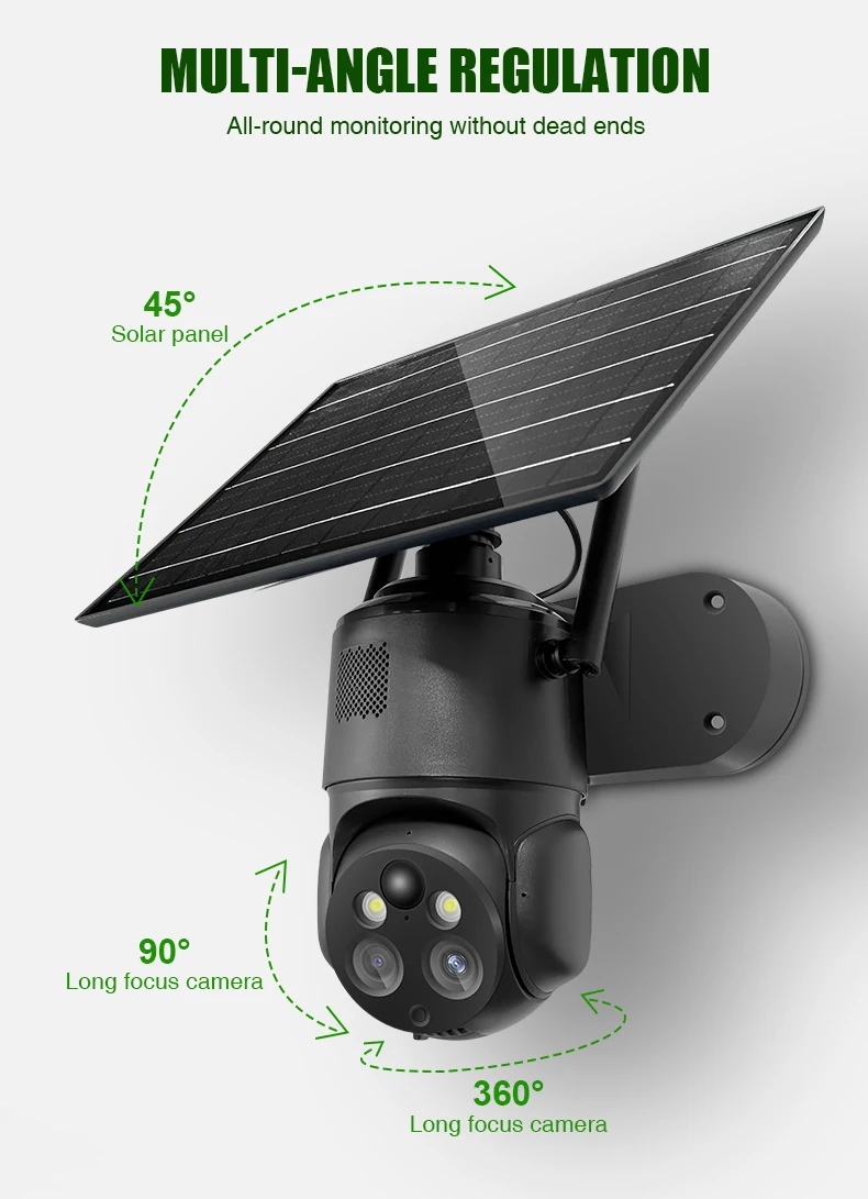 V380 Pro Solar-Powered 4G WiFi Surveillance CCTV Camera 400W LED Light ...