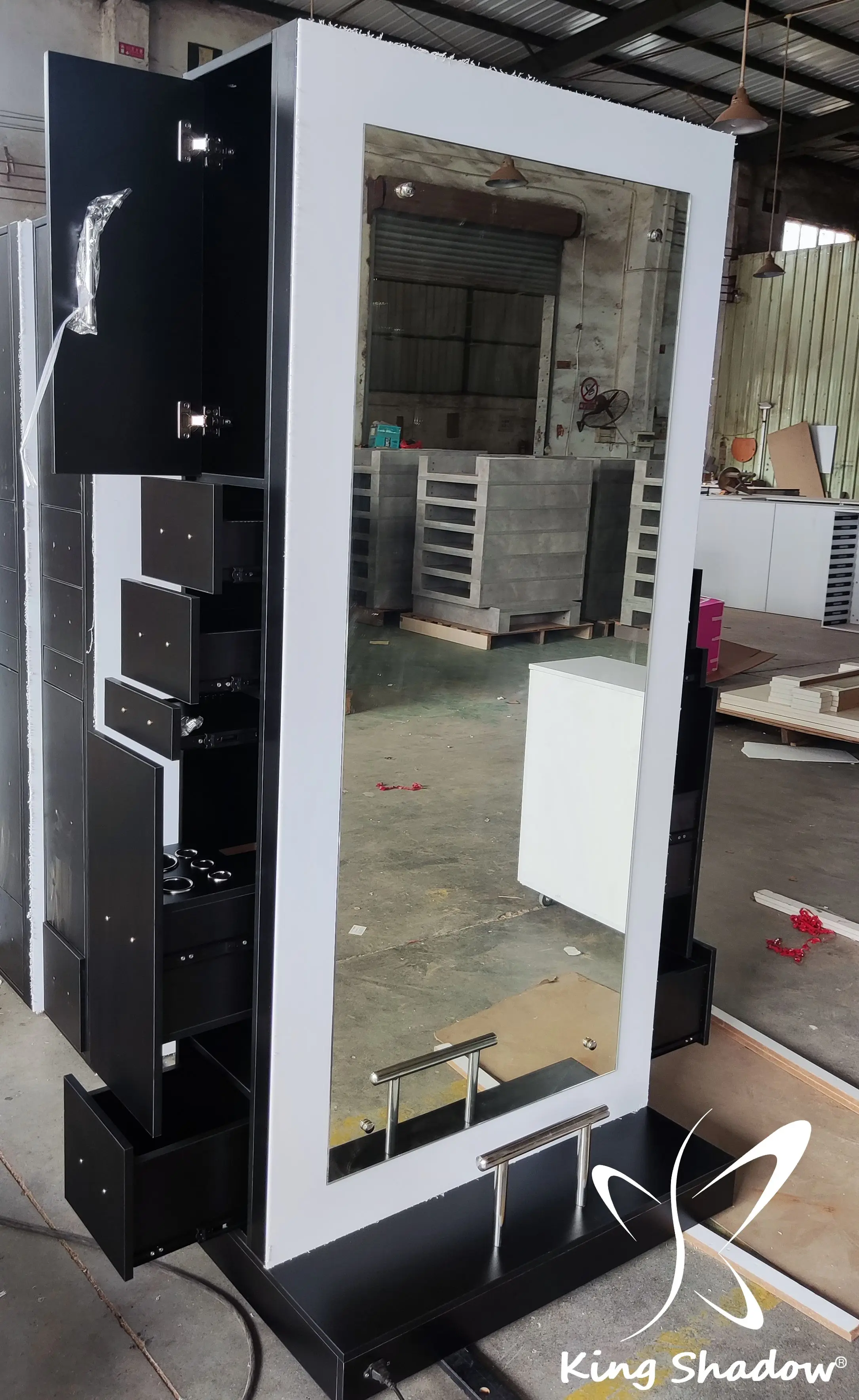 Single Side Double Sides Salon Mirror Station Wood Drawers for Hair ...