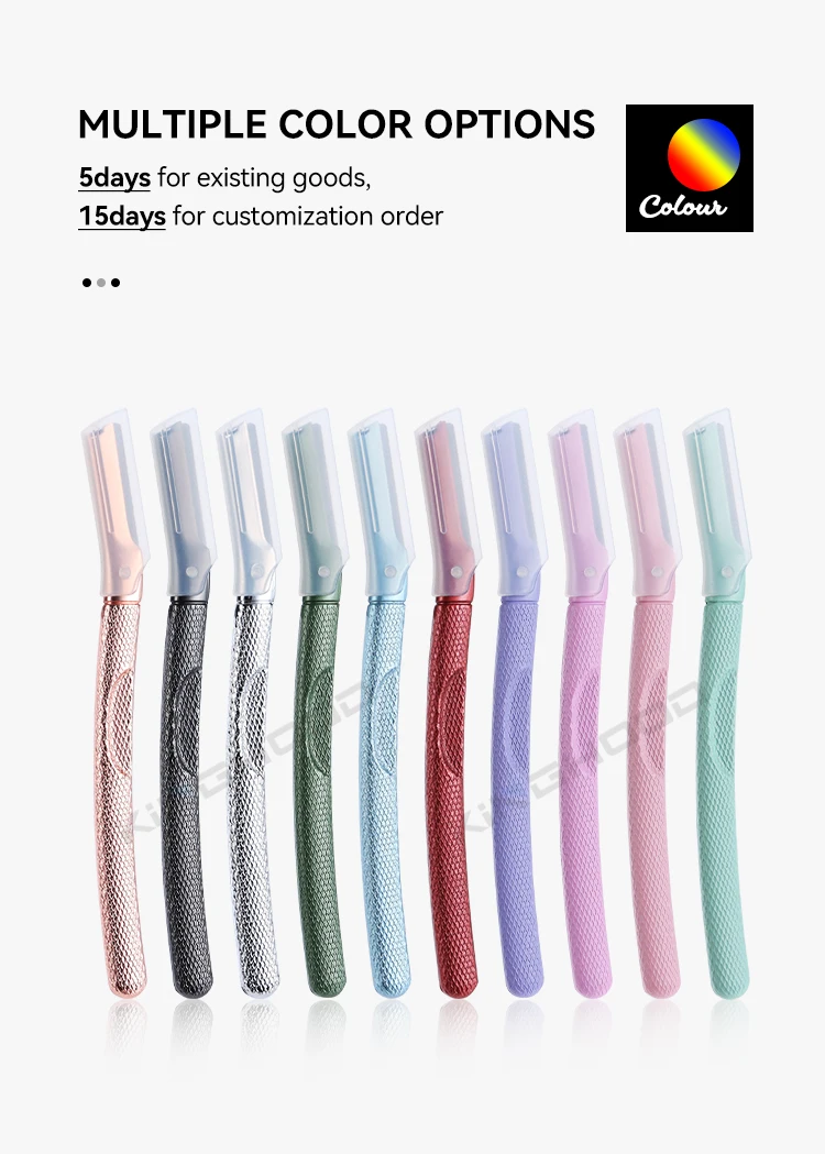 New Design Make up Tool Metal Handle Eyebrow Razor Set With Extra ...