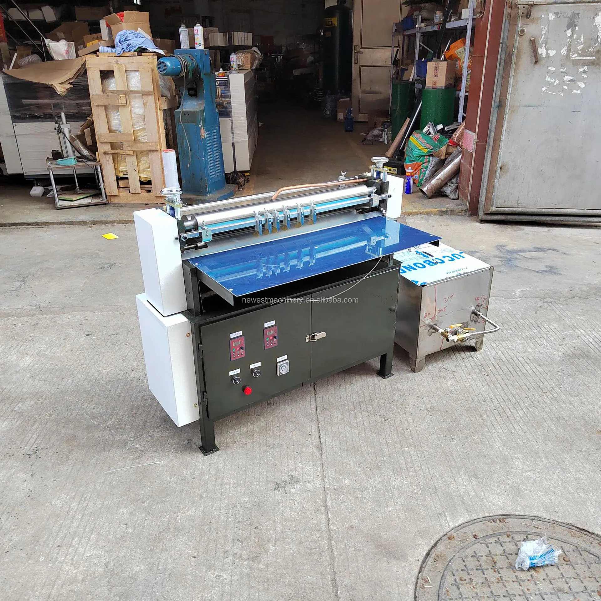 Industrial Semi Automatic Top Side Paper Sticker Gluing Machine