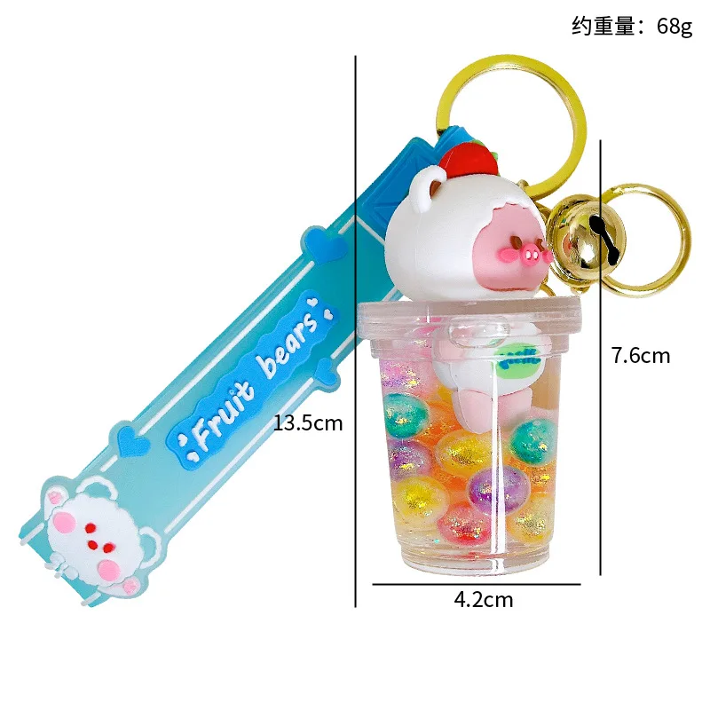 Cute Acrylic Keyring Key Chain Ring Oil Floating Little Bear Bubble ...