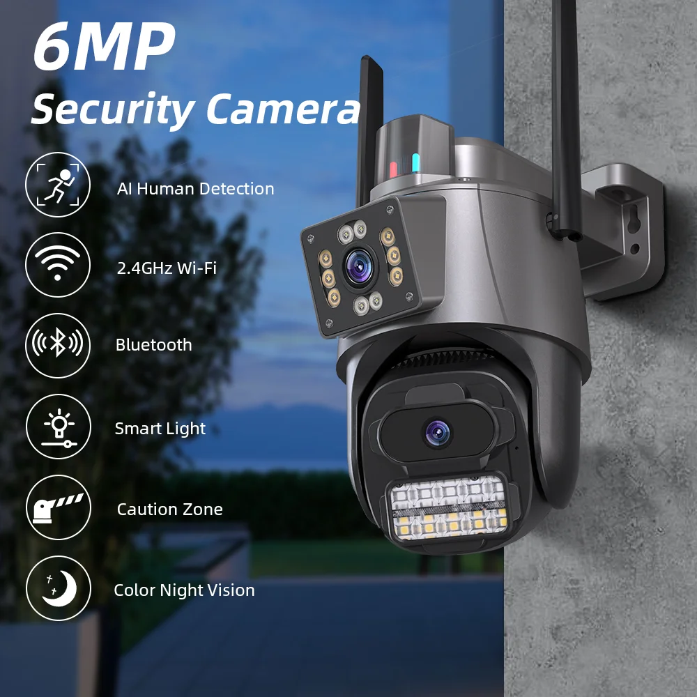 Anboqi A38 Dual Lens Icsee PTZ Camera - Color Night Vision