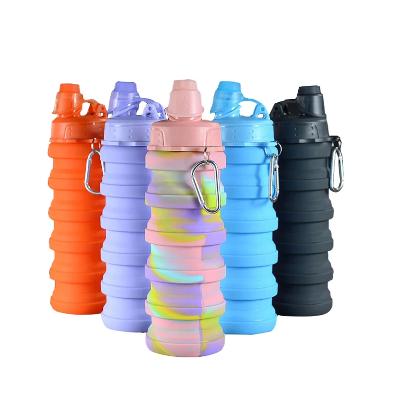 Collapsible Silicone Water Bottles, 580 Ml, Reusable Foldable Travel Bottle For Gym, Camping ...