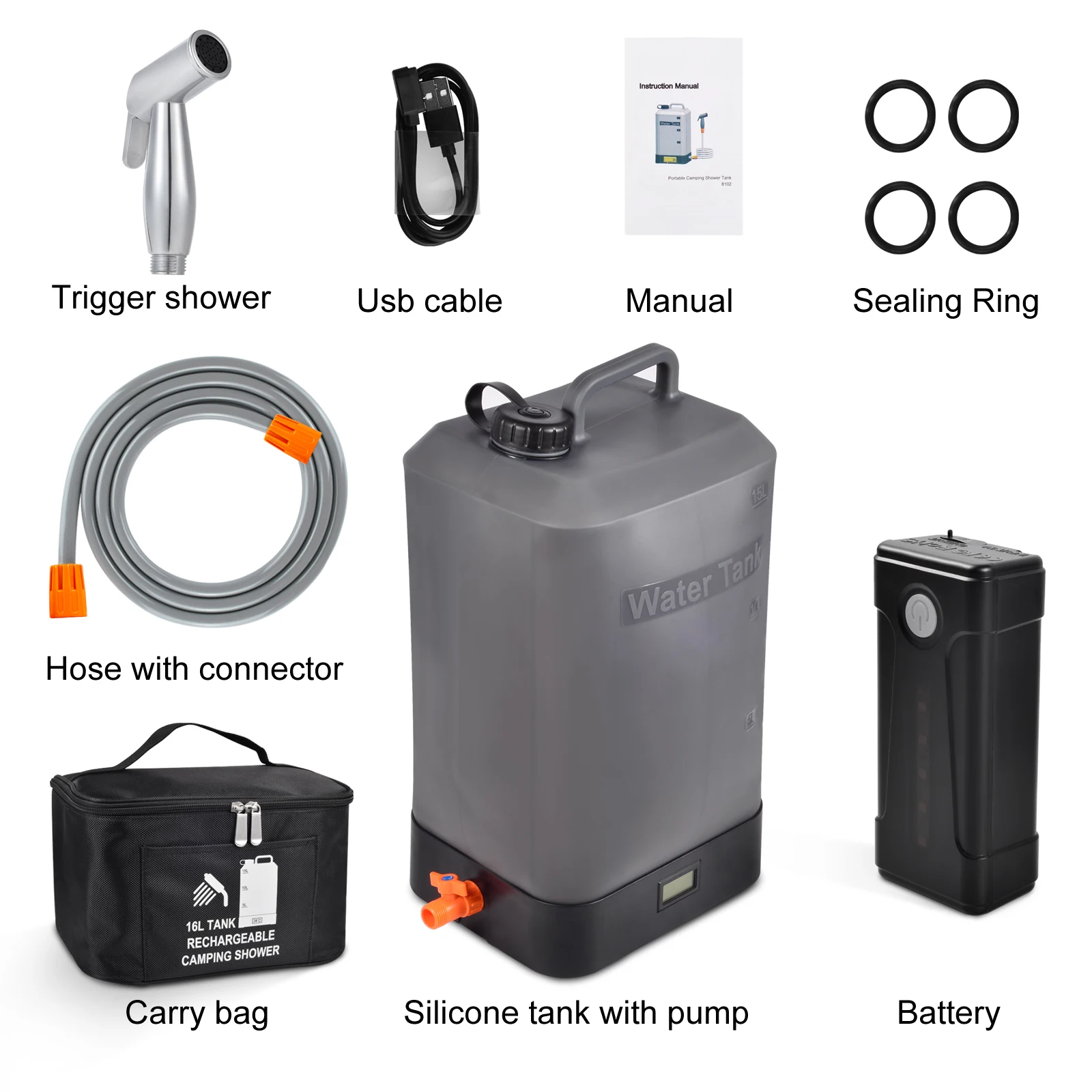 Portable Outdoor Shower - 4.5 Gallon Silicone Tank