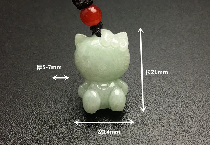 Wholesale Carving A Grade Natural Jade Hello Kitty Cat Charm