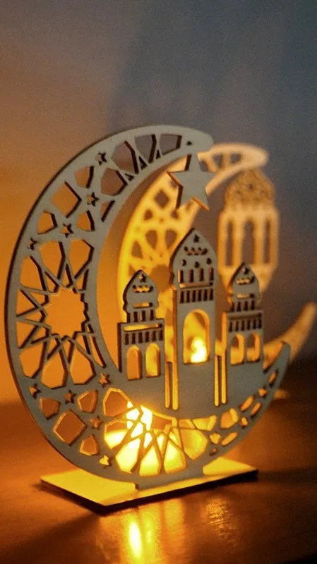 Muslim Wood Ramadan Tray Hajj Mubarak Wooden Decoration Ramadan Plates ...