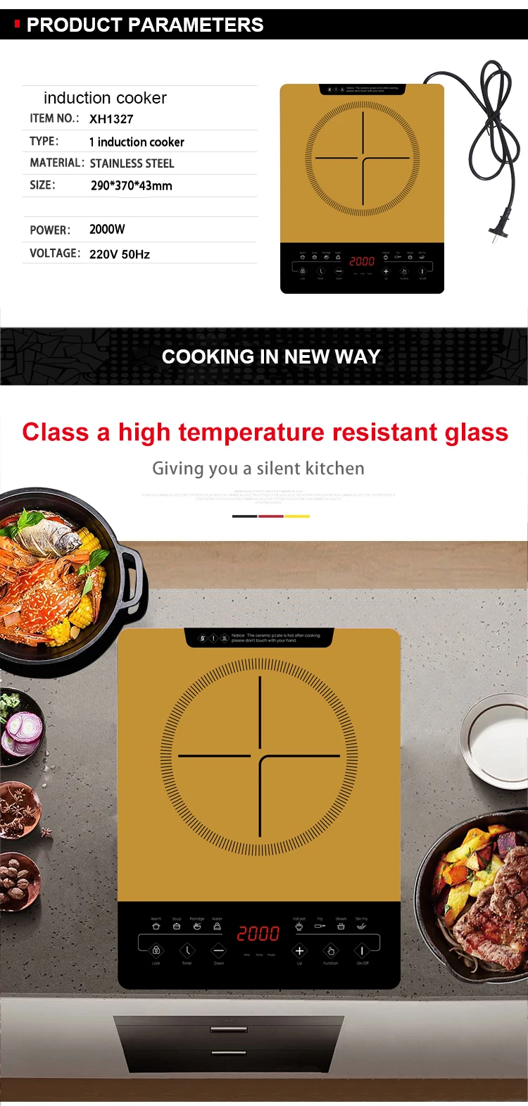 Portable Induction Cooktop,2000w Induction Cooker With Lcd Sensor Touch ...