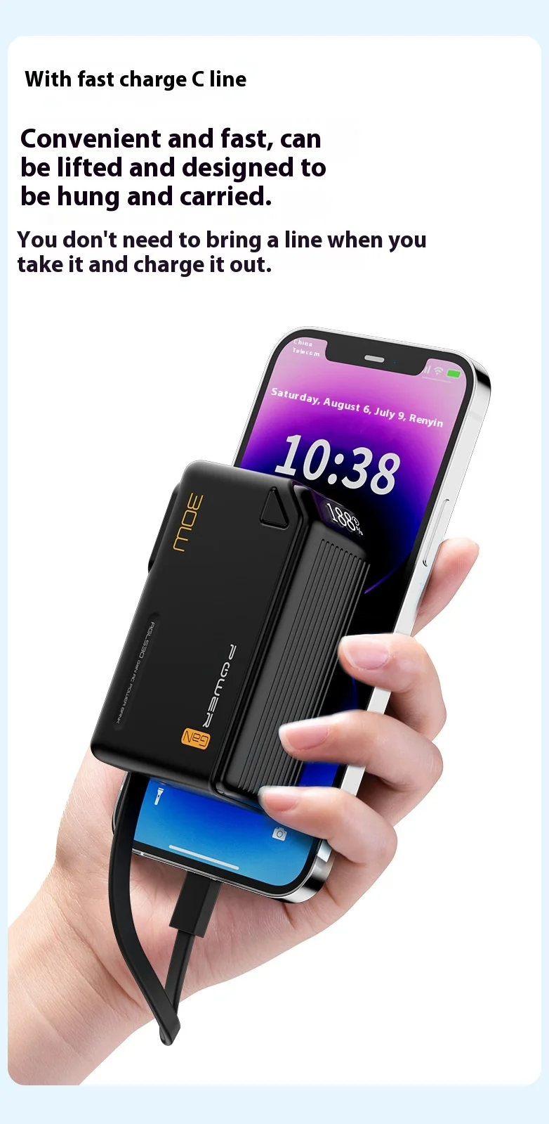 High-Capacity 5000mAh Metal Paint Power Bank LED Display PD30W Two-Way ...