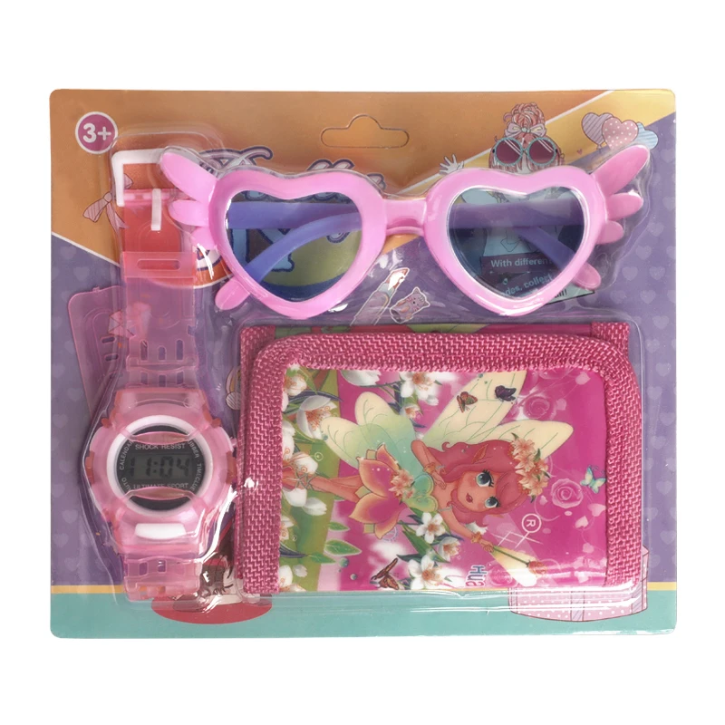 New Cartoon Princess Kids Digital Watch With Wallet Glasses Birthday ...