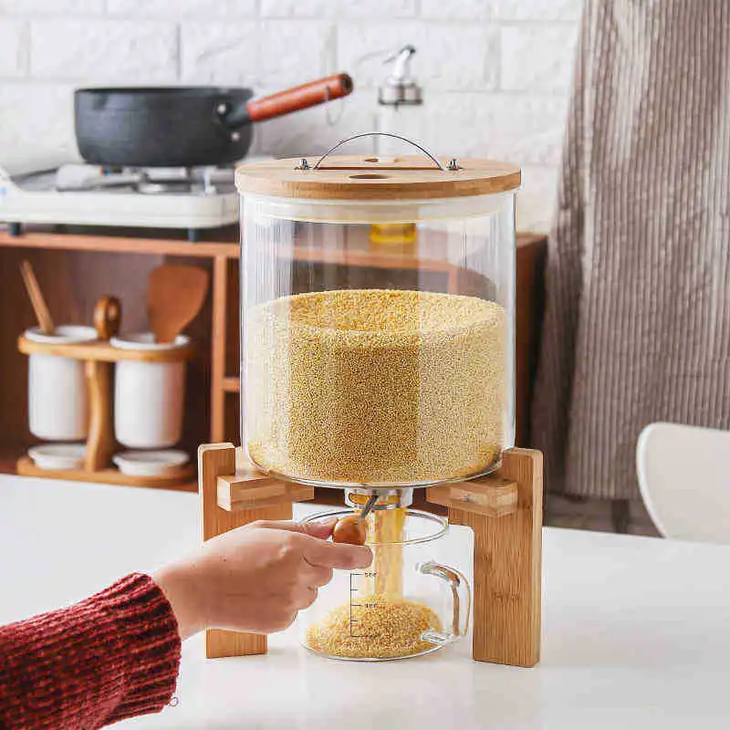 Large High Borosilicate Handmade Kitchen Rice Glass Storage Container ...