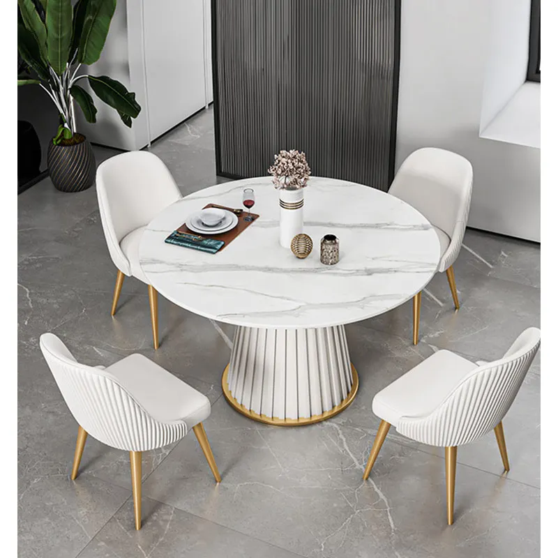 Luxury White Marble Dining Room Set - Modern & Stylish