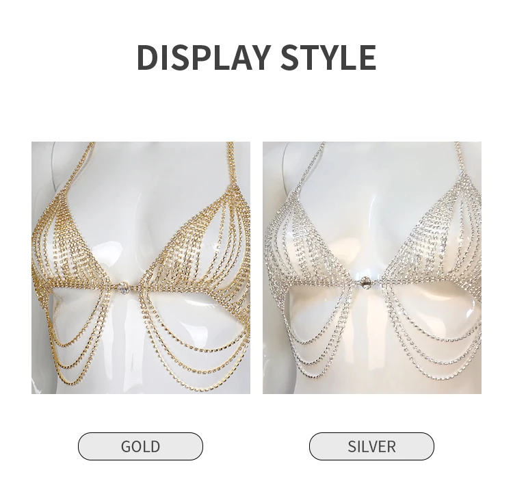 Fashion Hollow Rhinestone Mesh Bra And Thong Set Womens Decorations