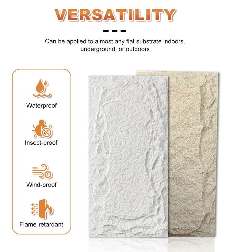 Stock Available Artificial Wall Pu Stone Panel Faux Wall Polyurethane Stone Lightweight Easy ...
