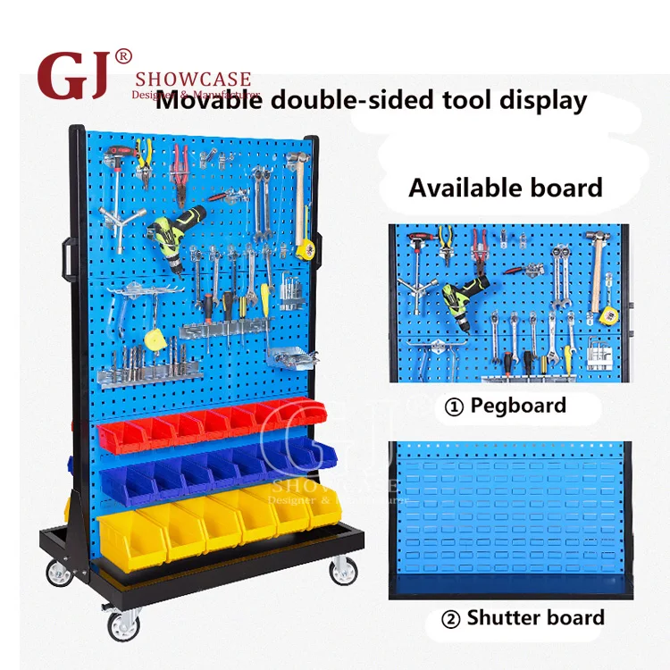 Metal Perforated Pegboard Back Panel Display Rack Stand For Hardware ...
