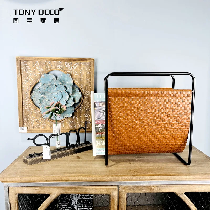 Desk Personalized Classic Leather Storage Rack Key Magazine Tray Book ...