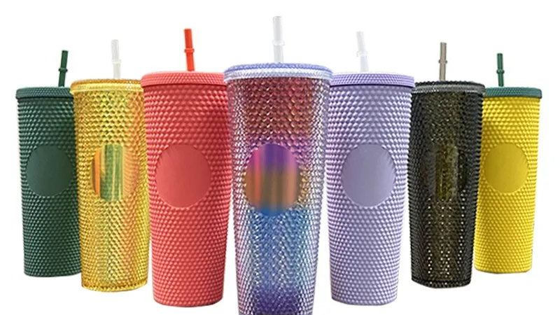 Christmas Gift 22oz Black Acrylic Tumbler Cup Studded Matte Tumblers ...