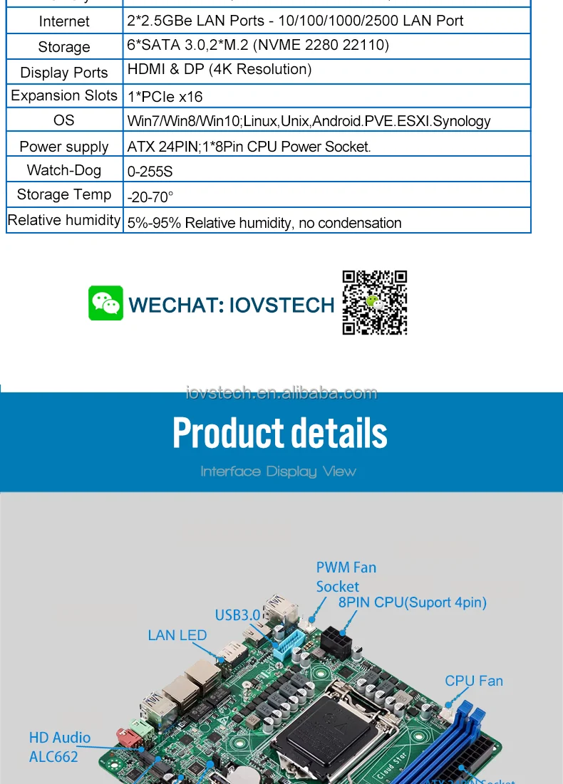 B365 MINI ITX Motherboard - Support 6/7/8/9th Core Cpus