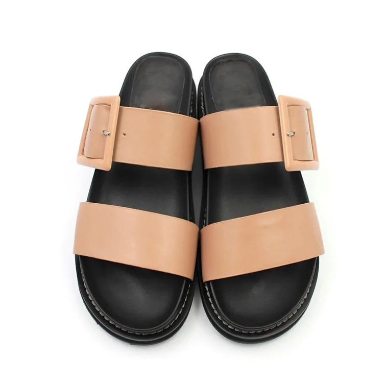 Custom Logo Factory Summer Comfort Flat Platform Slides Two Band Anti ...