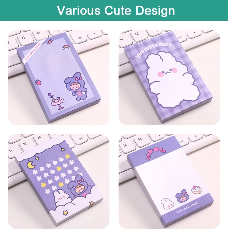 Cartoon Soft Cuddly Rabbit Sticky Notes Cute Reusable Sticky Children's ...
