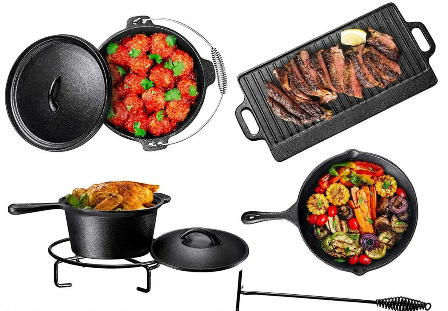 7 Piece Cast Iron Dutch Oven Box Cookware Set - Buy Cast Iron Dutch ...