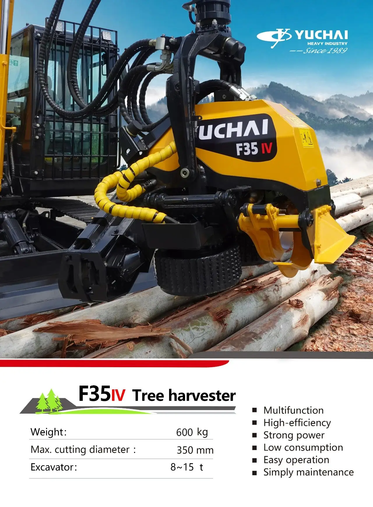 Yuchai F35 IV Harvester Head Forestry Tree Harvester Felling Cutting ...