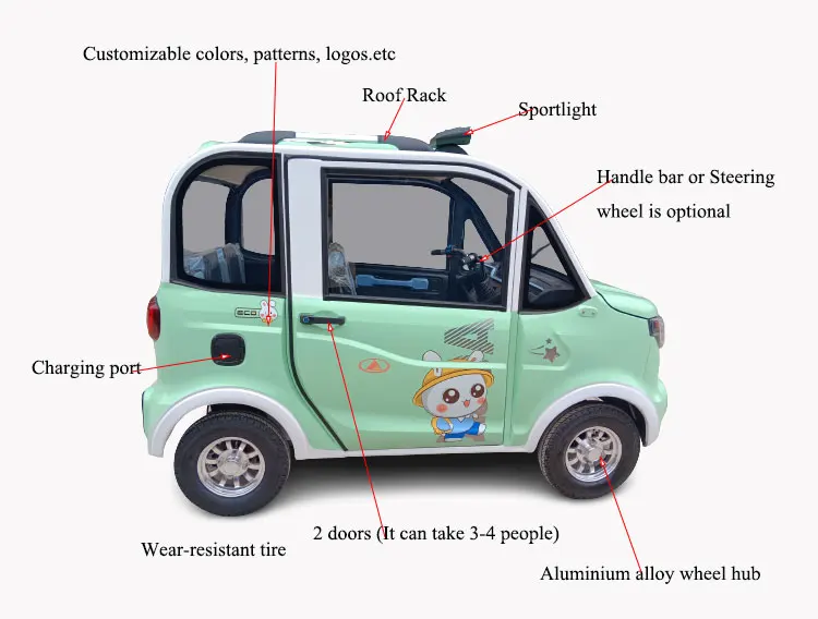 One Person Electric Car - 2 Doors, 4 Wheels for Adults