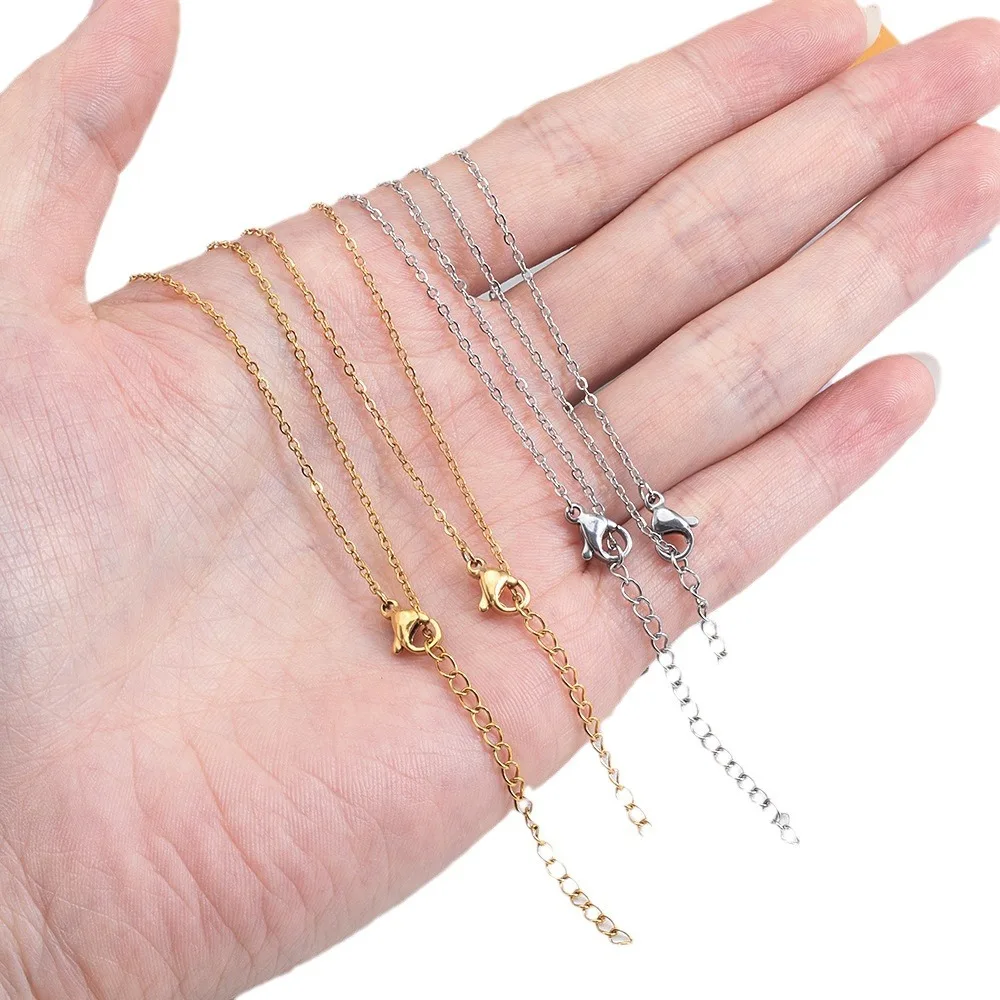 Stainless Steel Semi-Finished Necklace Chain Handmade DIY Double Ring Cross Chain, Collarbone ...