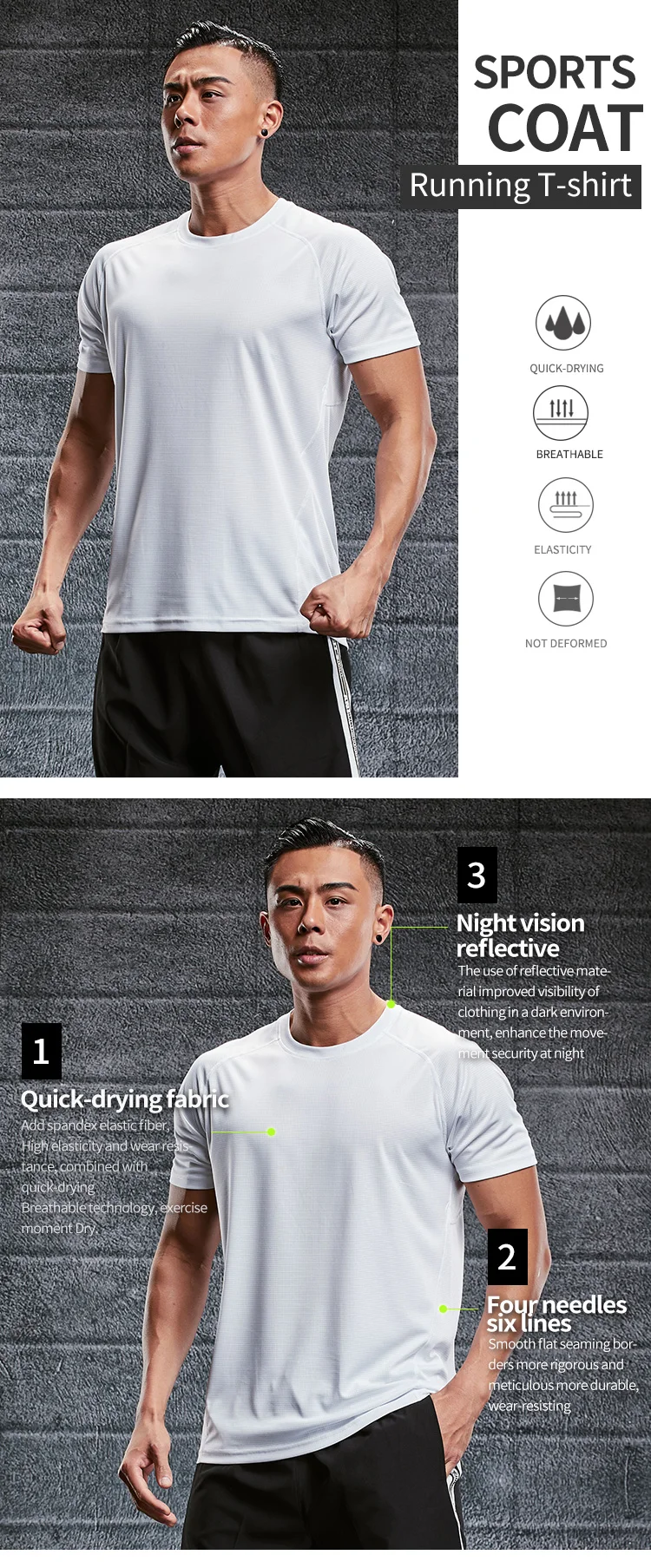 Men Quick Drying Polyester Shirts Cool Dry Breathable Short Sleeve ...