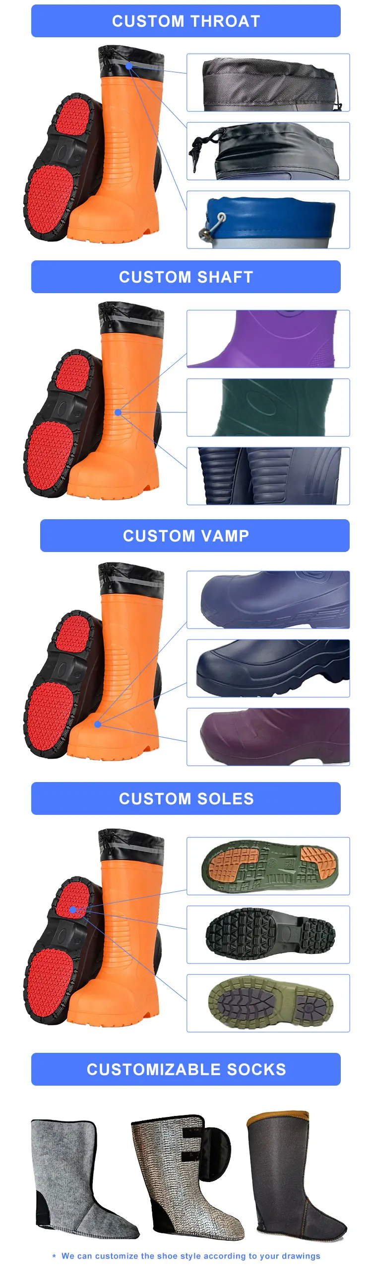 Custom Lightweight Comfortable Waterproof Fishing Deck Eva Winter Warm Snow Rain Boots For Men ...